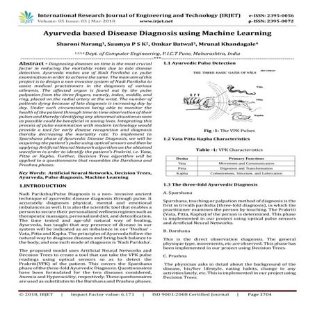 IRJET- Ayurveda based Disease Diagnosis using Machine Learning | PDF