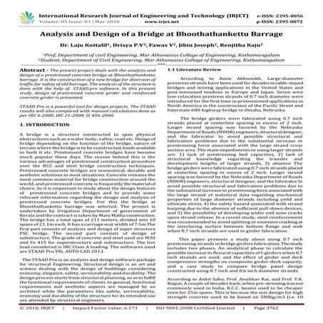 IRJET- Analysis and Design of a Bridge at Bhoothathankettu Barrage | PDF