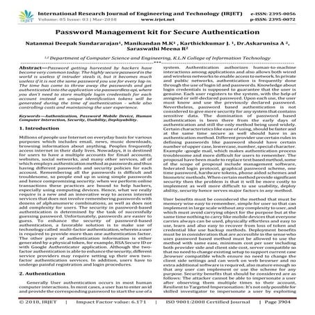 Irjet Password Management Kit For Secure Authentication Pdf