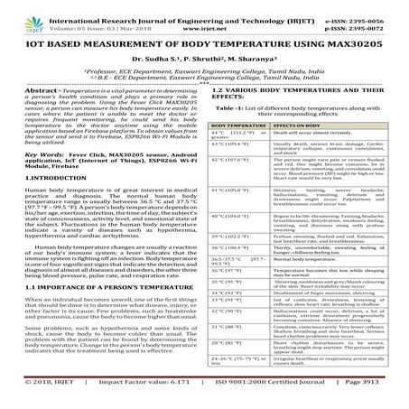 Irjet Iot Based Measurement Of Body Temperature Using Max30205 Pdf