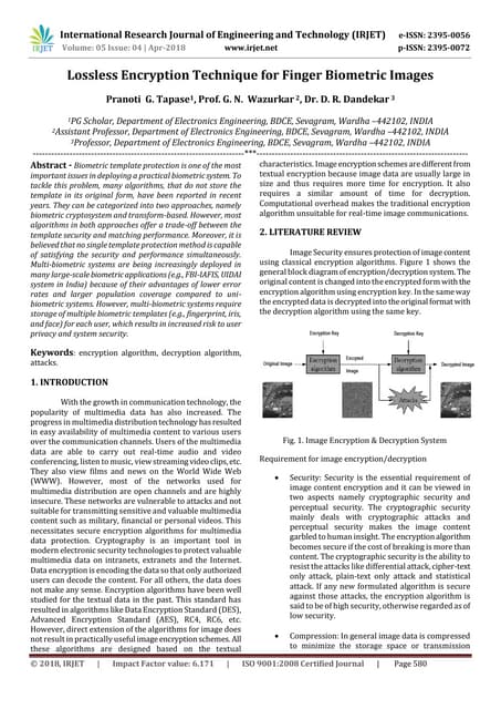 IRJET- Lossless Encryption Technique for Finger Biometric Images | PDF IRJET- Lossless Encryption Technique for Finger Biometric Images | PDF