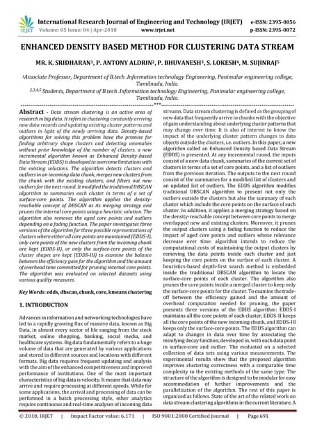 IRJET- Enhanced Density Based Method for Clustering Data Stream | PDF IRJET- Enhanced Density Based Method for Clustering Data Stream | PDF