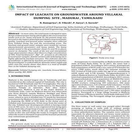 IRJET- Impact of Leachate on Groundwater Around Vellakal Dumping Site ...
