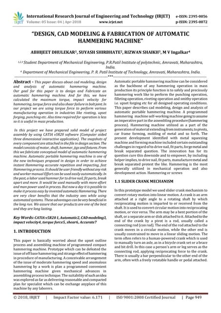 IRJET- Design, Cad Modeling & Fabrication of Automatic Hammering ... IRJET- Design, Cad Modeling & Fabrication of Automatic Hammering ...
