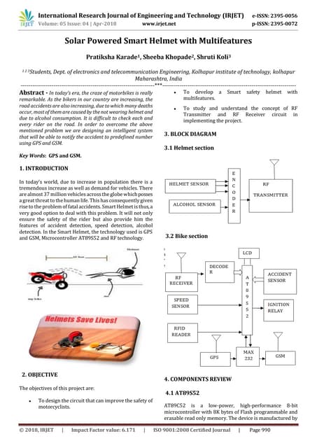 IRJET- Smart Helmet for Safety and Accident Detection using IOT | PDF ...
