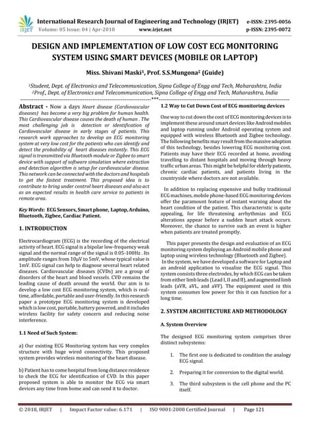 Ecg Monitoring Using Android Smart App | PDF