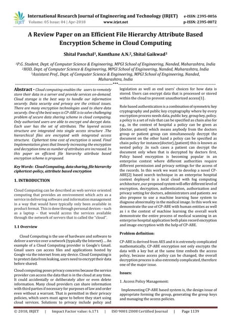 IRJET- A Review Paper on an Efficient File Hierarchy Attribute Based ... IRJET- A Review Paper on an Efficient File Hierarchy Attribute Based ...