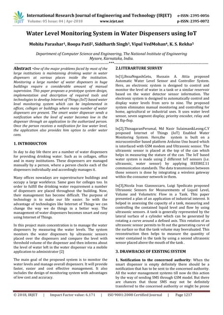 Smart Water Management System using Internet of Things (IoT) | PPTX | Internet | Computing