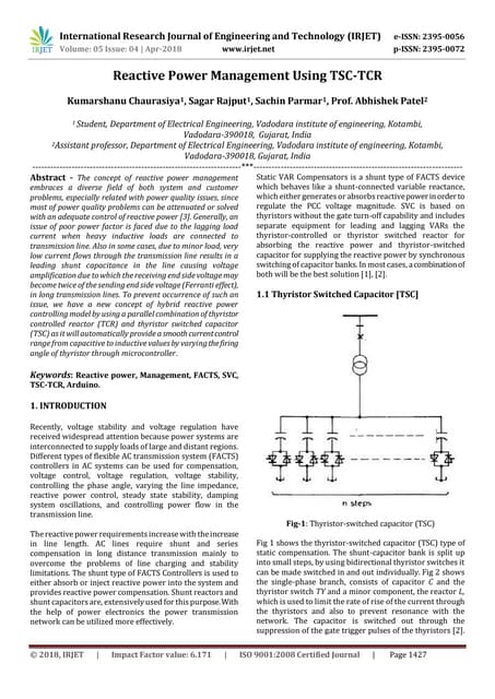 Saturated Reactor(SR) & Thyristor Controlled Reactor(TCR) | PPTX