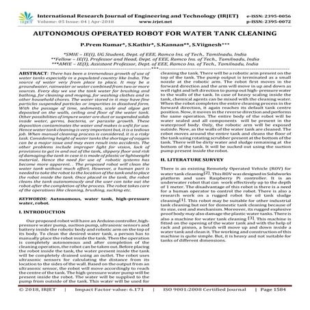 IRJET- Autonomous Operated Robot for Water Tank Cleaning | PDF