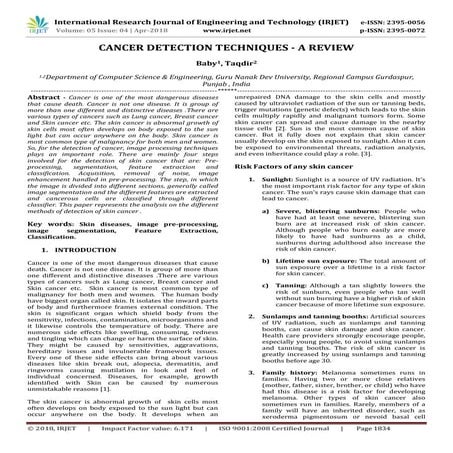 IRJET- Cancer Detection Techniques - A Review | PDF