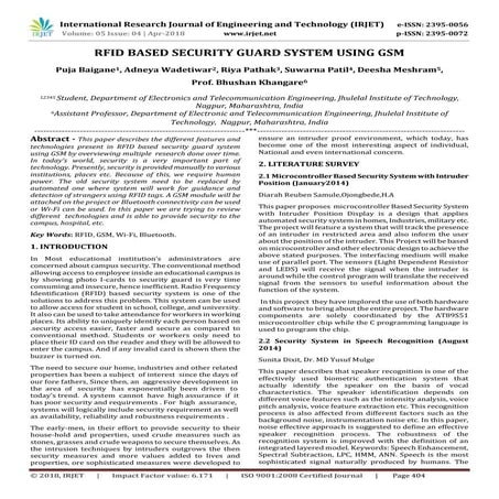 IRJET- RFID Based Security Guard System using GSM | PDF