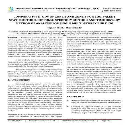 IRJET- Comparative Study of Zone 2 and Zone 3 for Equivalent Static Method, Response Spectrum ...