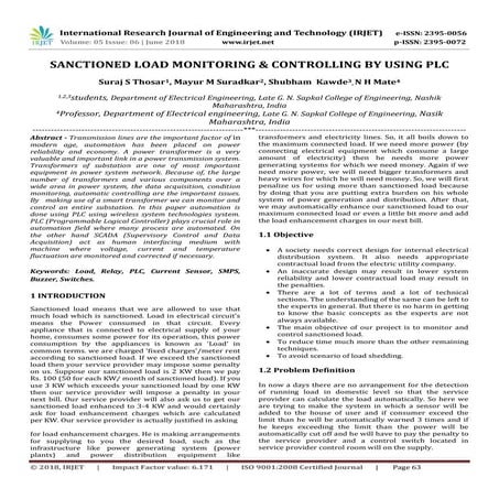 Irjet Sanctioned Load Monitoring And Controlling By Using Plc Pdf