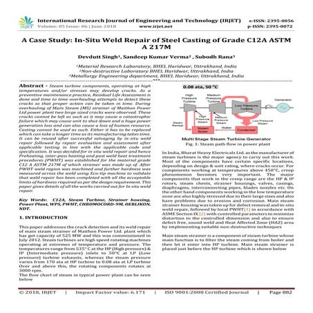 IRJET- A Case Study: In-Situ Weld Repair of Steel Casting of Grade C12A ASTM A 217M | PDF | Home ...