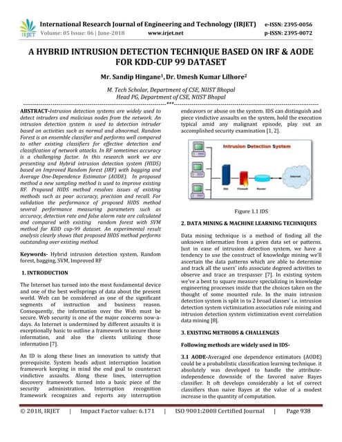 Irjet A Hybrid Intrusion Detection Technique Based On Irf And Aode For Kdd Cup 99 Dataset Pdf