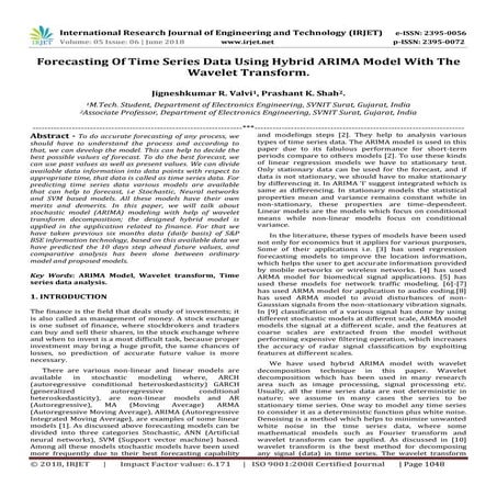 Irjet Forecasting Of Time Series Data Using Hybrid Arima Model With The