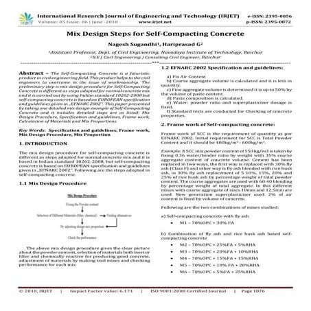 IRJET- Mix Design Steps for Self-Compacting Concrete | PDF