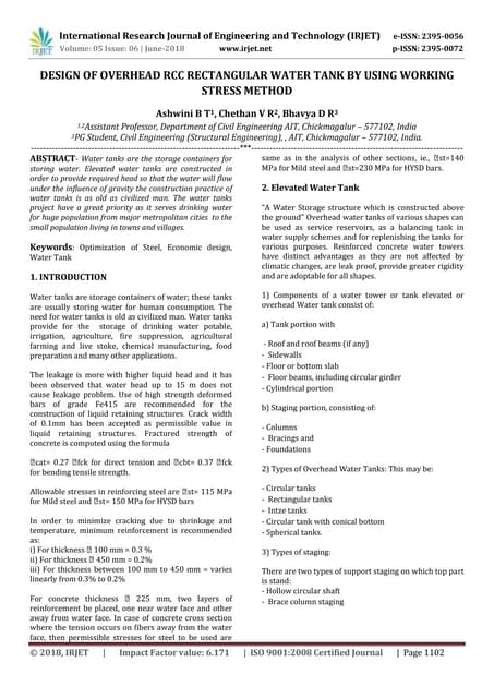 Parametric study of rcc staging (support structure) for overhead water ...