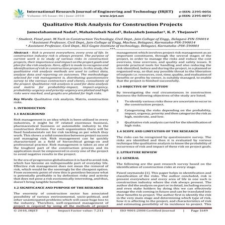 IRJET-Qualitative Risk Analysis for Construction Projects | PDF