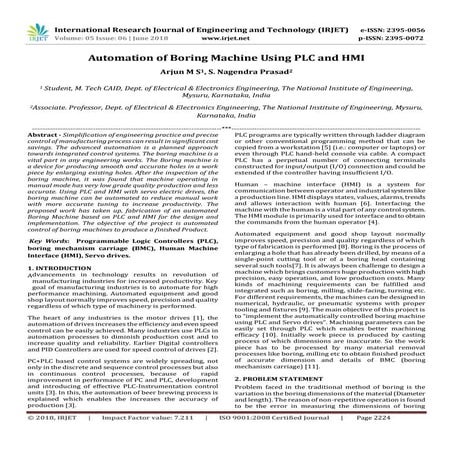 IRJET-Automation of Boring Machine using PLC and HMI | PDF
