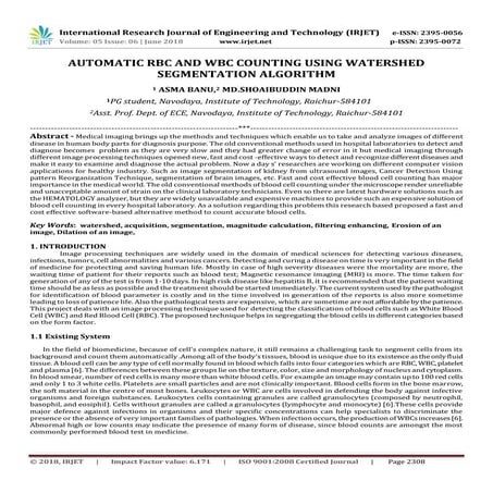 IRJET-Automatic RBC And WBC Counting using Watershed Segmentation ...