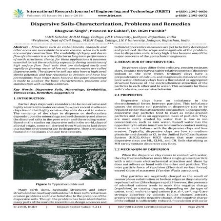 IRJET- Dispersive Soils-Characterization, Problems and Remedies | PDF