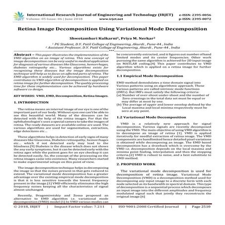 Irjet Retina Image Decomposition Using Variational Mode Decomposition Pdf