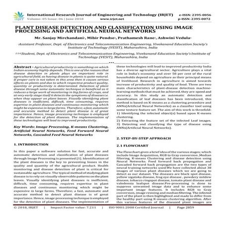 Irjet Plant Disease Detection And Classification Using Image