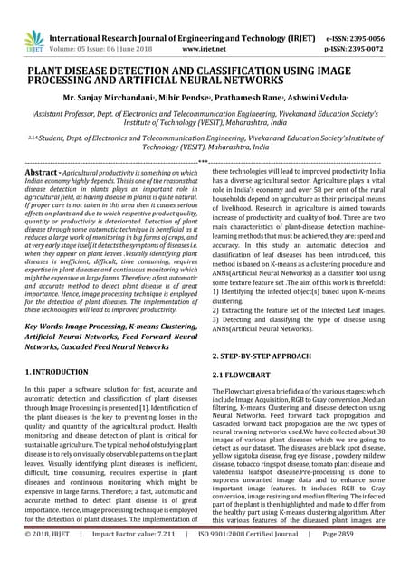 Irjet Plant Disease Detection And Classification Using Image