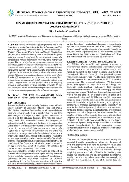 Automatic Ration Vending Machine using RFID and GSM Technology | PDF