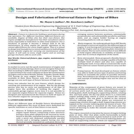 IRJET- Design and Fabrication of Universal Fixture for Engine of Bikes ...
