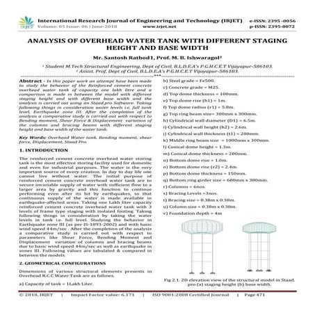 IRJET- Analysis of Overhead Water Tank with Different Staging Height ...
