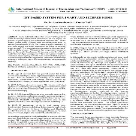 Irjet Iot Based System For Smart And Secured Home Pdf
