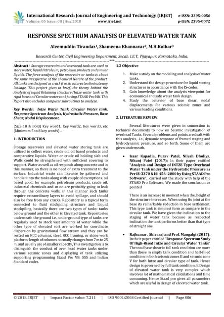 Parametric study of rcc staging (support structure) for overhead water ...