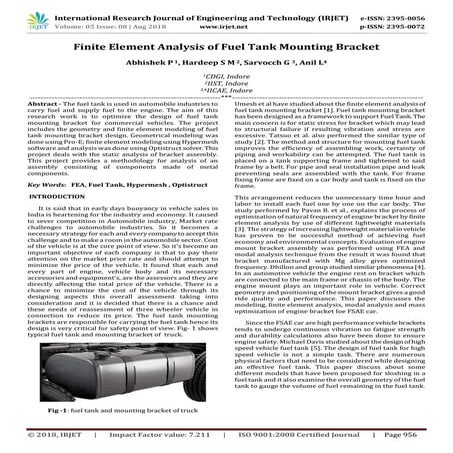 IRJET- Finite Element Analysis of Fuel Tank Mounting Bracket | PDF