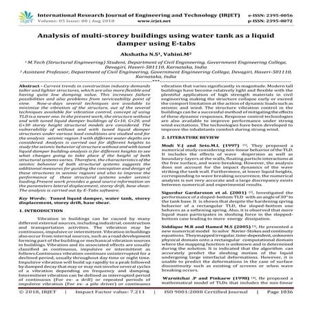 IRJET- Analysis of Multi-Storey Buildings using Water Tank as a Liquid ...