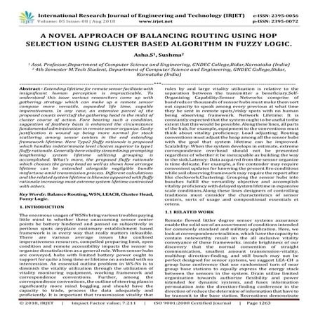 IRJET- A Novel Approach of Balancing Routing using Hop Selection using Cluster based Algorithm ...