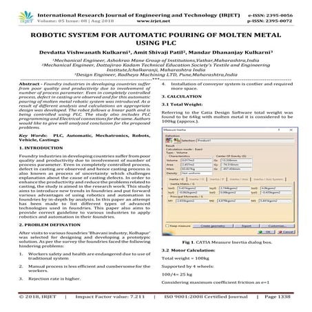 Irjet Robotic System For Automatic Pouring Of Molten Metal Using Plc Pdf 