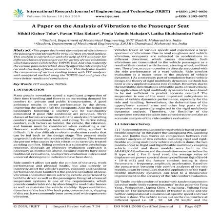 IRJET- A Paper on the Analysis of Vibration to the Passenger Seat | PDF