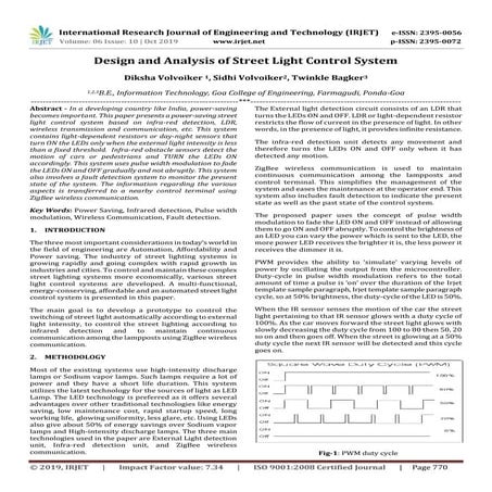 Irjet Design And Analysis Of Street Light Control System Pdf 