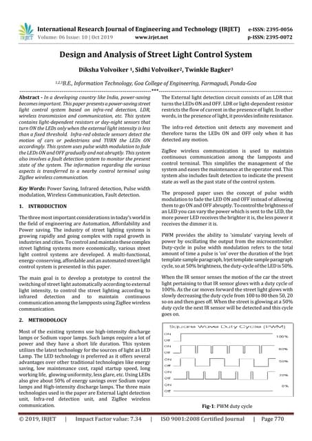 Irjet Design And Analysis Of Street Light Control System Pdf