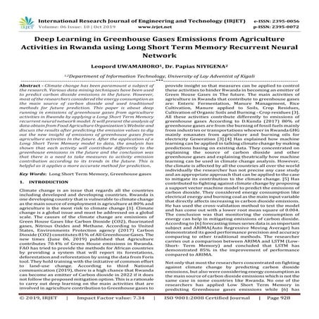 IRJET- Deep Learning in Greenhouse Gases Emissions from Agriculture Activities in Rwanda using ...