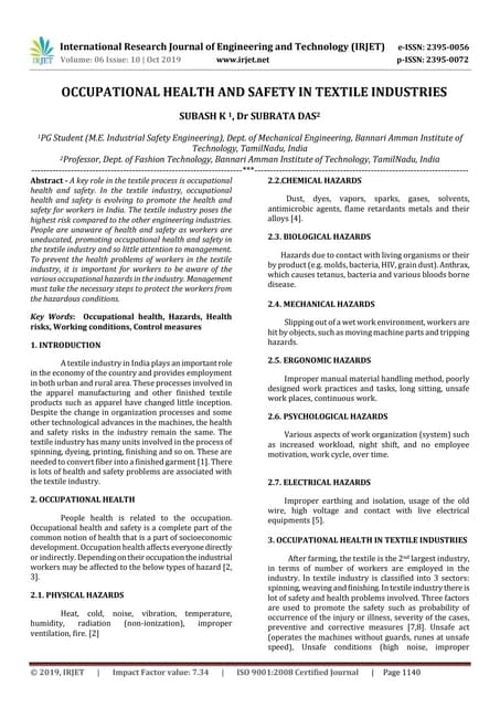 Occupational health & safety in textile industry | PDF