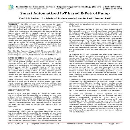 IOT BASED AUTOMATED PETROL PUMP | PDF
