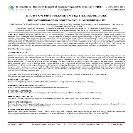 IRJET- Study on Fire Hazard in Textile Industries | PDF