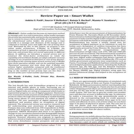 Irjet Review Paper On Smart Wallet Pdf 