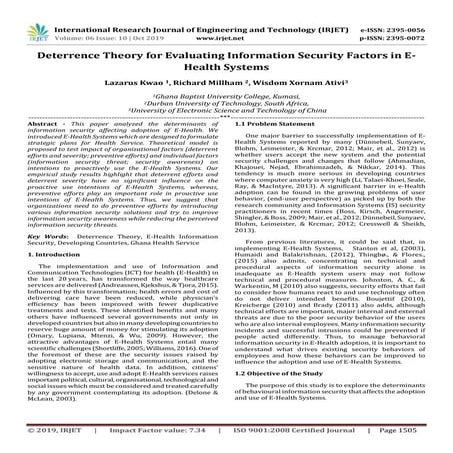 IRJET- Deterrence Theory for Evaluating Information Security Factors in E-Health Systems | PDF