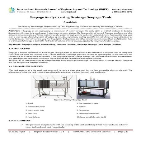 IRJET- Seepage Analysis using Drainage Seepage Tank | PDF
