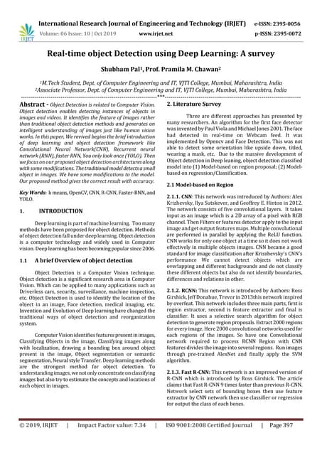 Irjet Real Time Object Detection Using Deep Learning A Survey Pdf